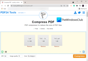 Batch Compress PDF files using free software and online tools