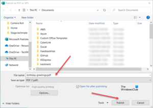 How to convert Publisher file to PDF