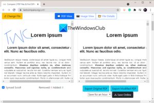 Compare two PDF files using online tools or free software for PC