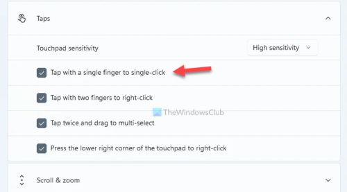 How to turn off Touchpad Tap to Click on Windows 11