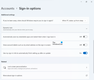 User Accounts Settings in Windows 11