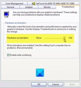 Direct 3D or DirectDraw acceleration not available on Windows 11