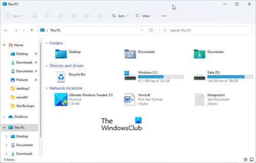 Display any file, folder, program in This PC folder of Windows 11