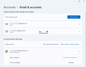 User Accounts Settings in Windows 11