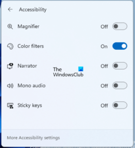 Enable and use Color Filters for Colorblind users in Windows 11
