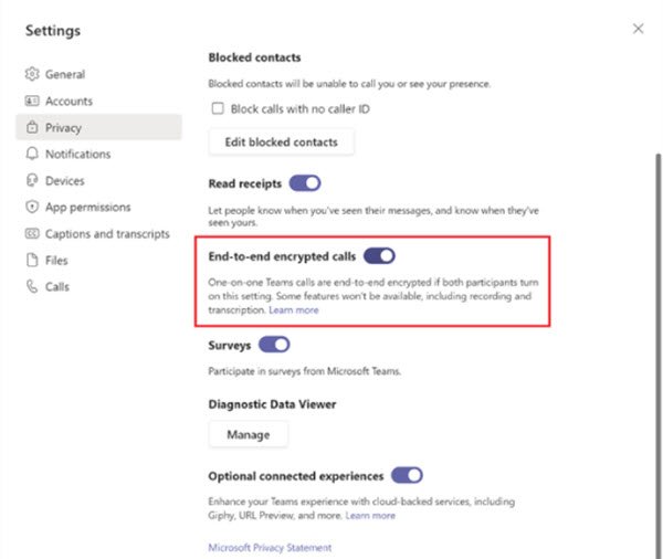 Enable end-to-end Encryption for one-to-one Calls in Microsoft Teams Enable end-to-end Encryption for one-to-one Calls in Microsoft Teams