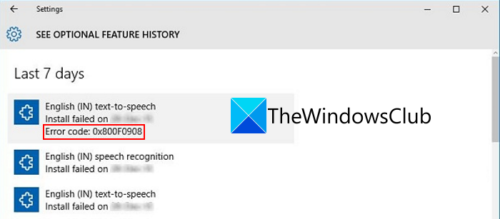 Error 0x800F0908 while installing Language Packs on Windows 11
