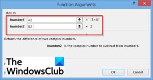 How to use IMSUB formula in Excel