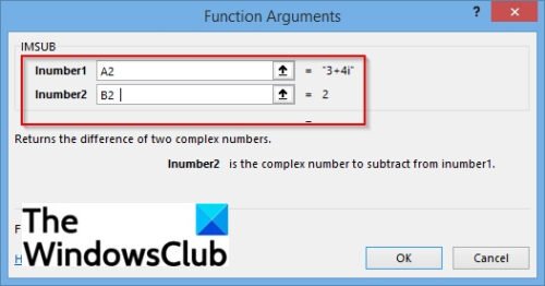 How to use IMSUB formula in Excel