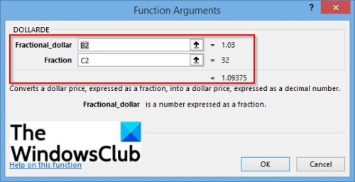 How to use DOLLARDE function in Excel