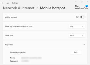 Create Mobile Hotspot; Change Hotspot Name, Password in Windows 11