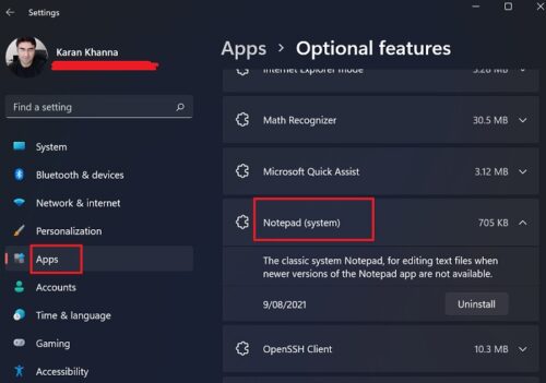 How to Uninstall or Reinstall Notepad in Windows 11/10