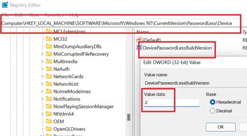 How to enable or disable Passwordless sign-in only in Windows 11