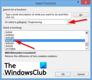 How to use IMSUB formula in Excel