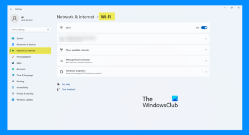 Network & Internet Settings in Windows 11