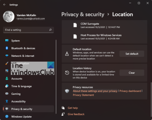 How to change Location settings in Windows 11