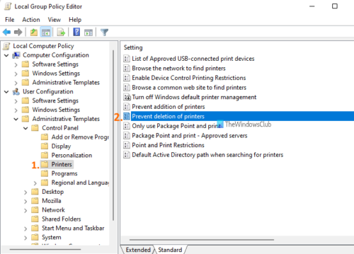 How To Prevent Users From Deleting Printers In Windows 1110