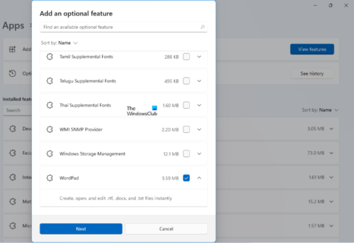 Turn Windows features On or Off; Manage Windows Optional features