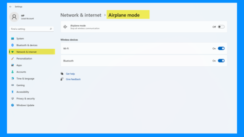 Network & Internet Settings in Windows 11