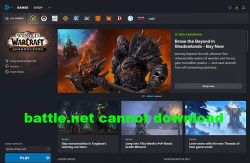 Battle.net cannot download data or update game files