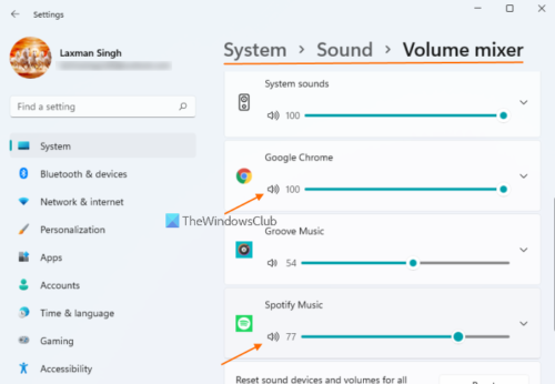 Adjust volume for individual programs in Windows 11/10