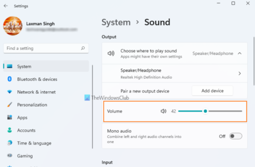 How to change Sound Volume in Windows 11