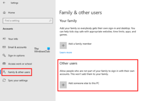 Admin, Standard, Work, School, Child, Guest Account in Windows 11/10