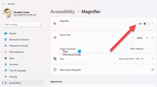 Keep Magnifier mouse cursor in center of screen in Windows 11