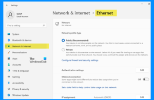 Network & Internet Settings in Windows 11