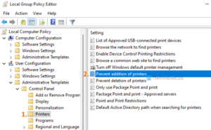 How to prevent addition of Printers in Windows 11