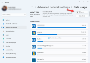 How to reset or clear Data Usage in Windows 11