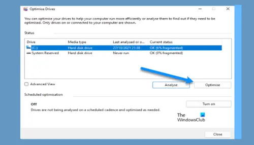 Optimize Drives Tool shows Never Run or Optimization not available Optimize Drives Tool shows Never Run or Optimization not available