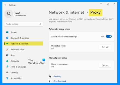 Network & Internet Settings in Windows 11