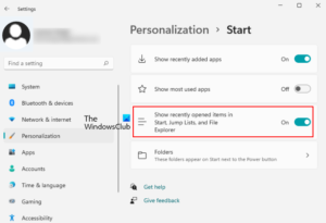 How to clear Recent Files and Folders in Windows 11/10