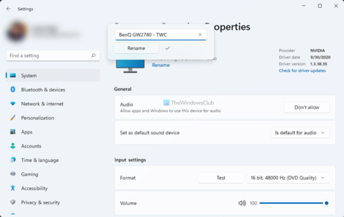 How to rename an Audio device in Windows 11/10