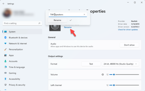 How to rename an Audio device in Windows 11/10
