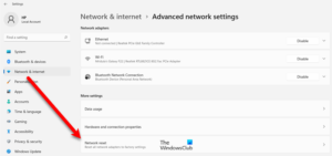 Network & Internet Settings in Windows 11