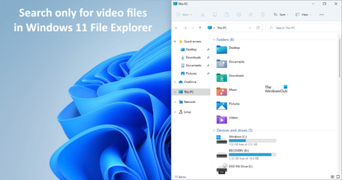 How to search for only Video files in File Explorer of Windows 11