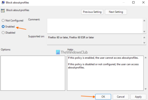 How to disable access to Profiles in Firefox in Windows 11/10
