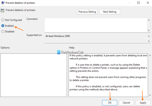 How to prevent users from deleting Printers in Windows 11/10
