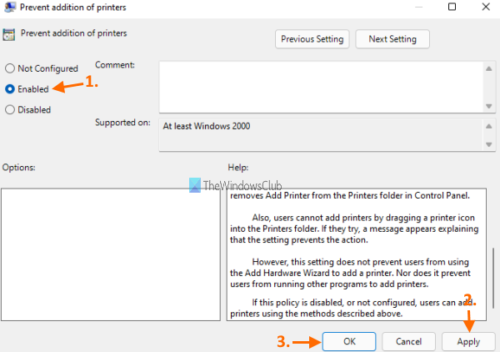 How to prevent addition of Printers in Windows 11