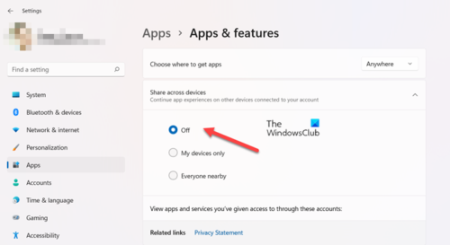 Turn On or Off Shared Experiences in Windows 11