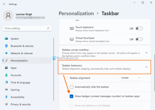 Taskbar Notifications not showing in Windows 11