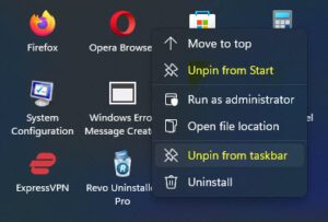 How to Pin or Unpin Icons to Taskbar or Start Menu in Windows 11