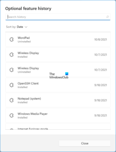 Turn Windows features On or Off; Manage Windows Optional features