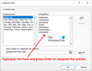 How to create a Custom List in Excel
