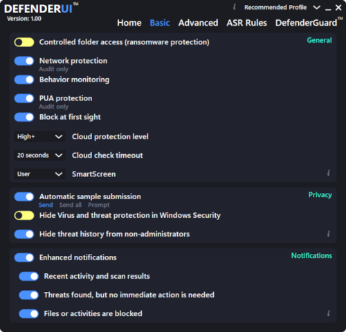 Manage Microsoft Defender with DefenderUI for Windows 11/10