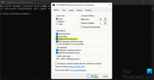 Enable CTRL+C & CTRL+V in Command Prompt in Windows 11