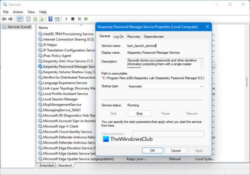 Kaspersky Password Manager Service is not responding in Windows 11