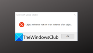 Object reference not set to an instance of an object in Visual Studio